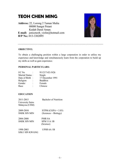 resume for sylvia | PDF