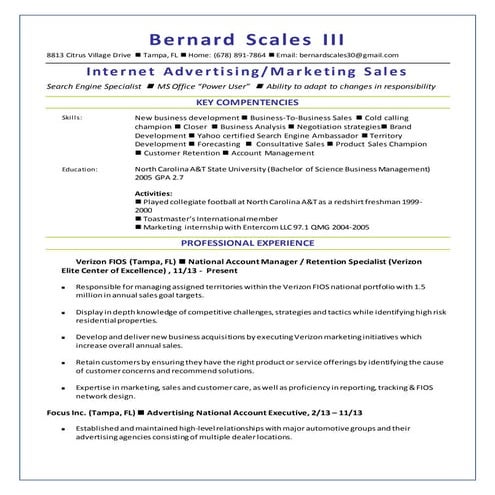 Bernard Scales III Resume | PDF