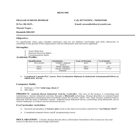 Resume | DOC | Operating Systems | Computer Software and Applications