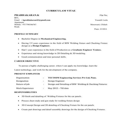 Design Engineer with 2.9 yrs exp in BIW welding fixture design and ...