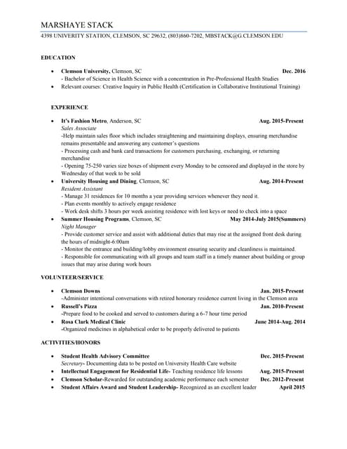 Shaila Ritz Resume 2015 | PDF