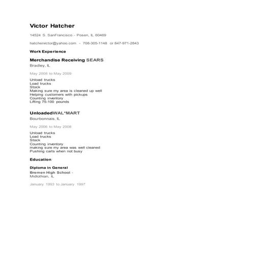 WAREHOUSE RESUME | DOCX
