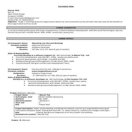 VivekSingh Cv for .Net