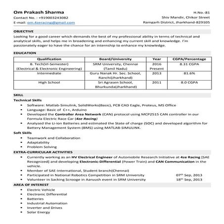 Resume format for fresher | PDF