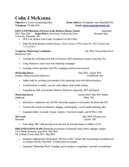 ((Resume)). august | DOCX | Business | Business and Finance