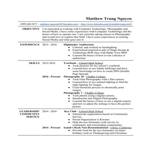 Matthew Nguyen's Resume | PDF