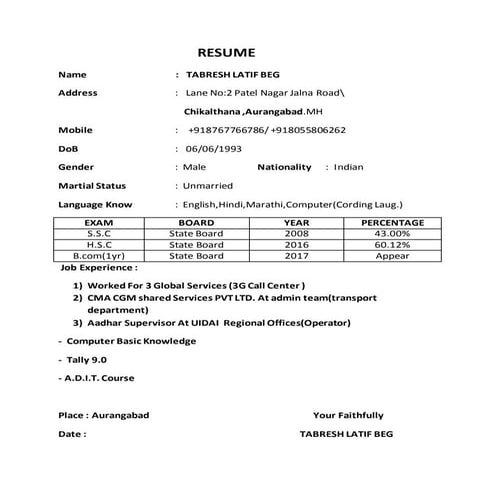 Resume | DOCX | Secondary Education | Education