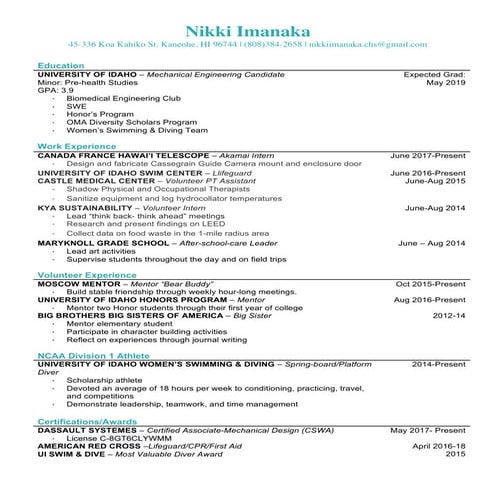 Usda resume