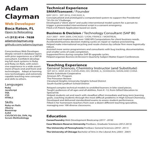 Adam Clayman – Resume | PDF | Technology & Computing