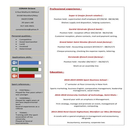 CV Alicia SIMON Anglais | PDF