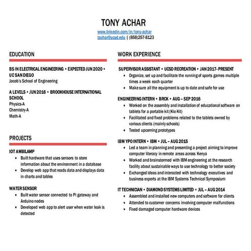 Tony Achar Resume | DOCX | Computing | Technology & Computing