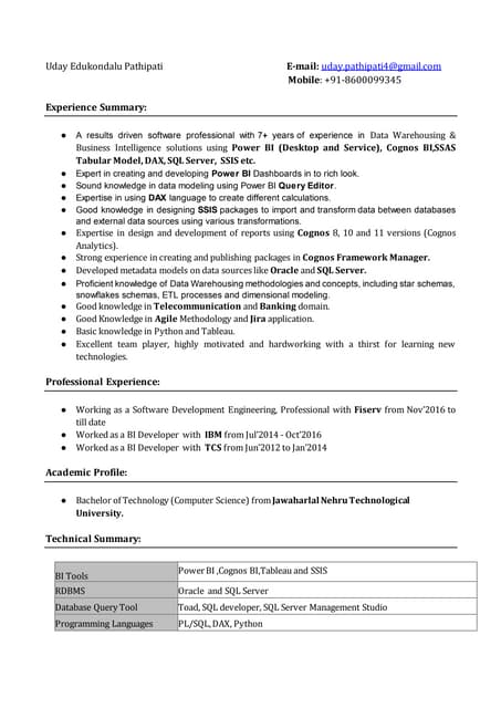 Tirupathi resume | DOC | Databases | Computer Software and Applications