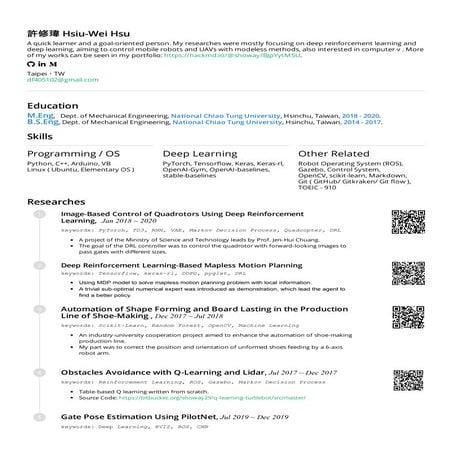 Resume - Hsu, Hsiu-Wei | PDF