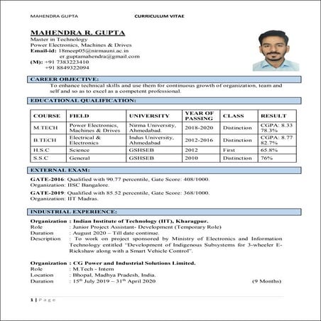 Mahendra Gupta Resume | PDF