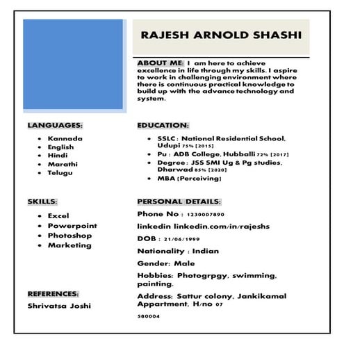 Resume Cv Format | DOCX