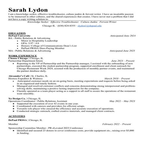 Resume Jennifer Braner | PDF