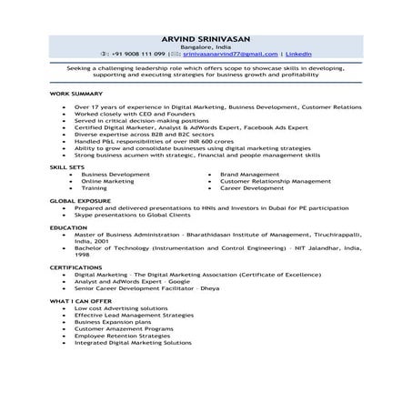 Resume - Arvind | PDF
