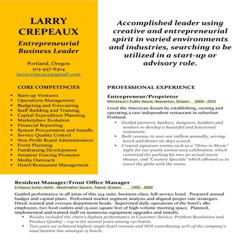 Larry crepeaux resume '16 | PDF