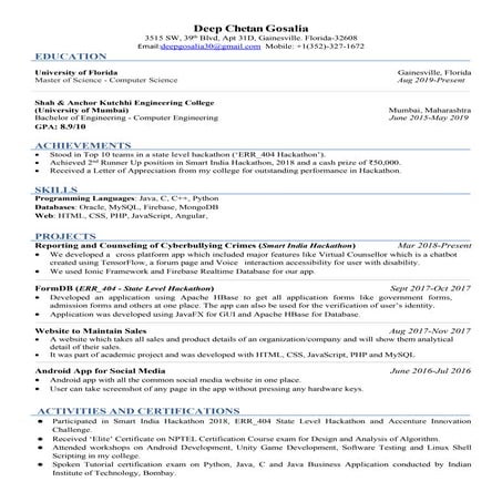 Resume | PDF | Computer Software and Applications | Computing
