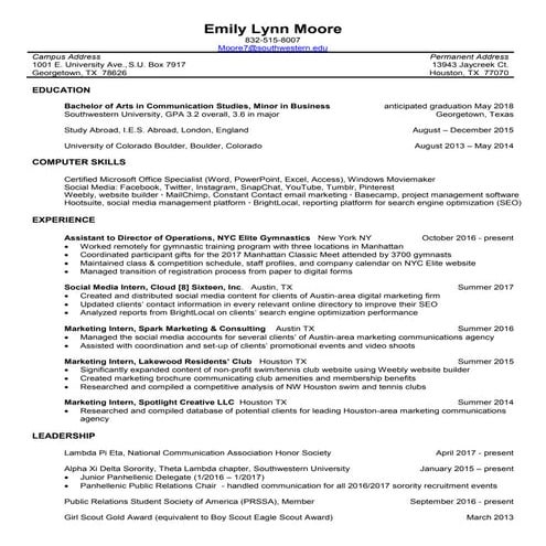 Emily Moore - Resume | PDF