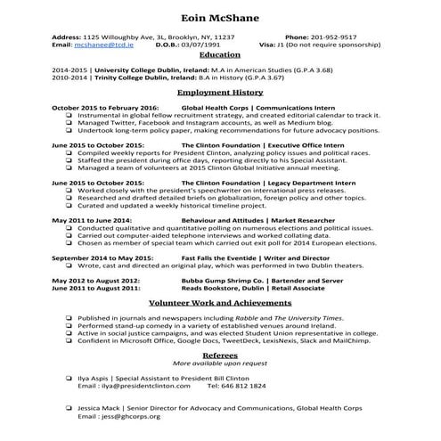 Résumé eoin mc shane | PDF