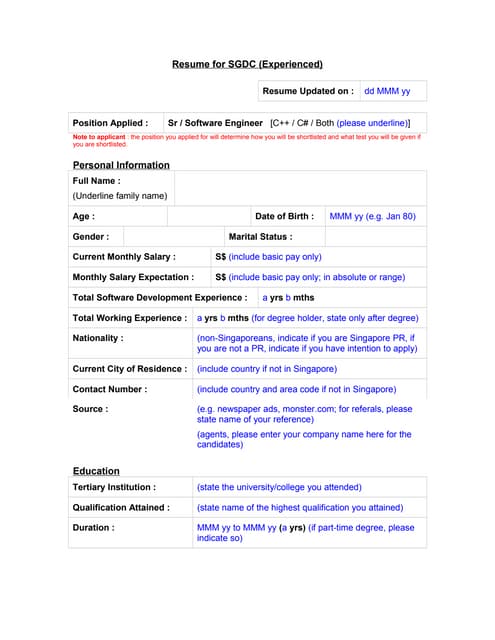 Capgemini resume template | DOCX | Resume Writing and Advice | Job Search