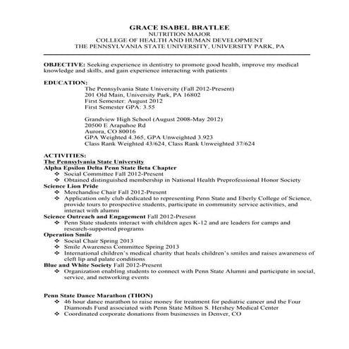 Resume grace bratlee 2 | PDF