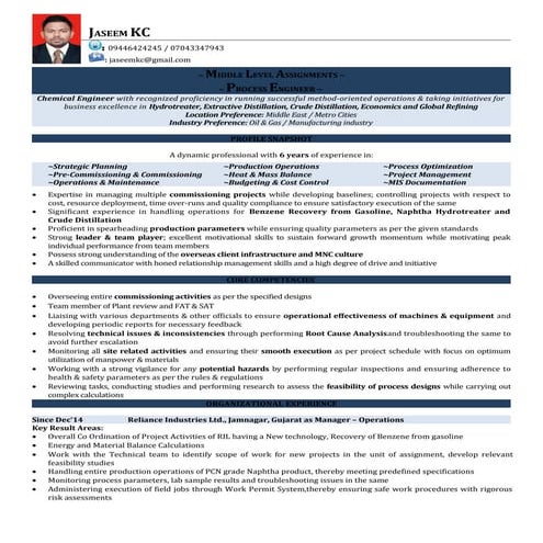 Resume jaseem | DOC