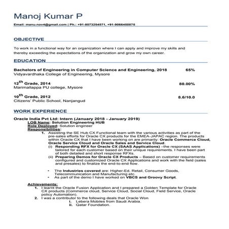 Resume manoj | PDF