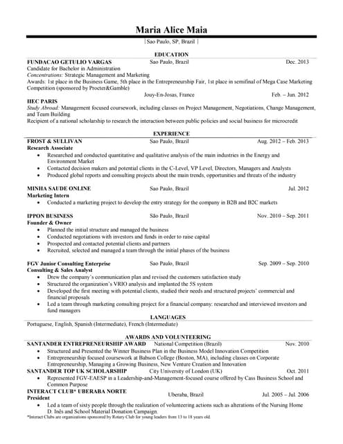 Curriculum Vitae Maria Alice Cabral Maia - English Version | PDF
