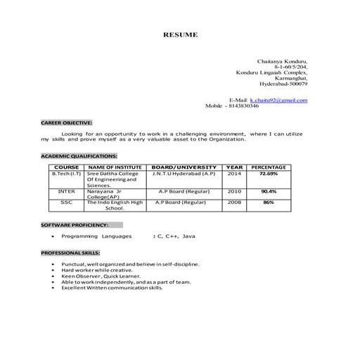 Resume - Chaitanya | DOCX