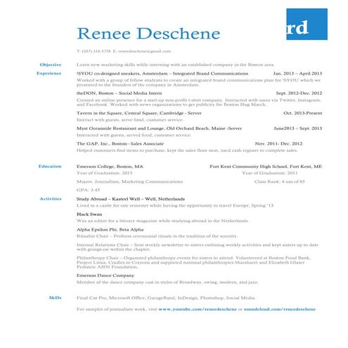 Resume renee deschene | PDF