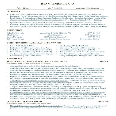 Ryan Renicker Resume | PDF