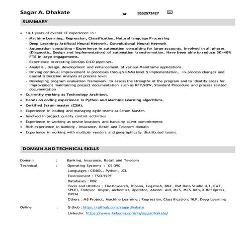 Resume SAGAR DHAKATE | PDF