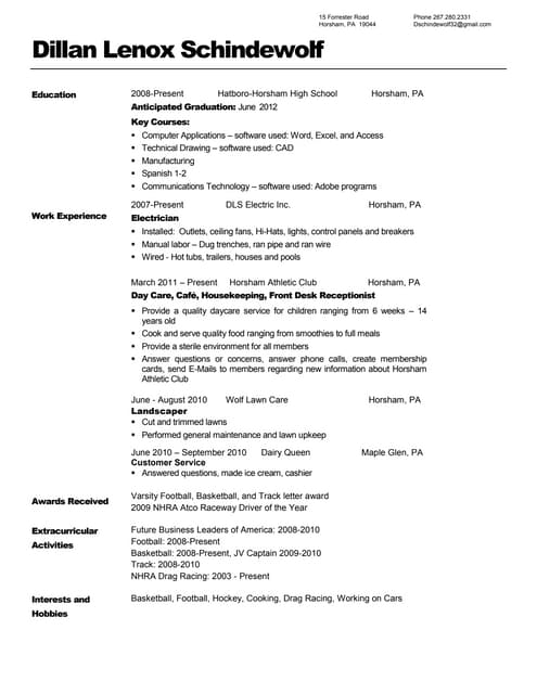 Resume sample hannah hatboro 0411 | PDF