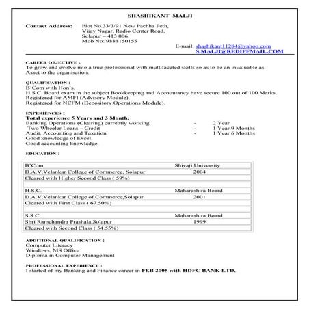 Resume Shashikant | DOC