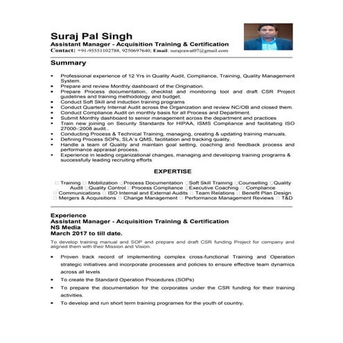 Resume suraj pal singh - final | DOC | Healthcare Industry | Industries