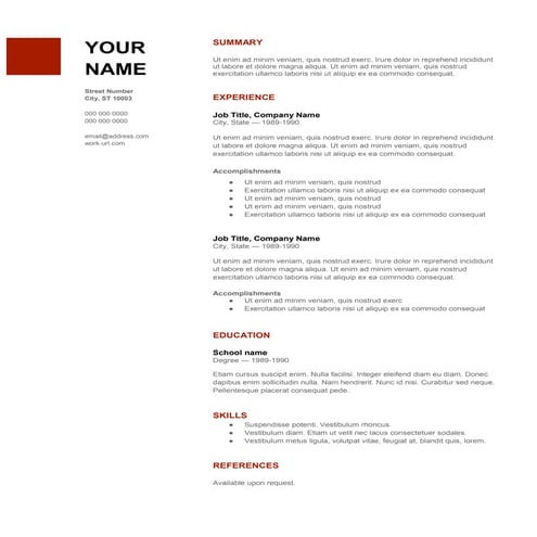 Resume template (standard) | DOCX