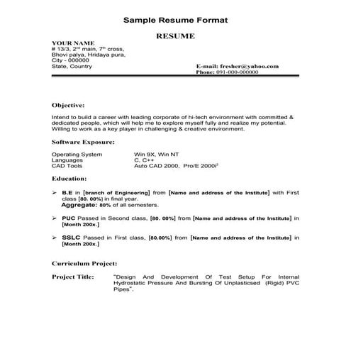 Resume1 | DOC | Resume Writing and Advice | Job Search