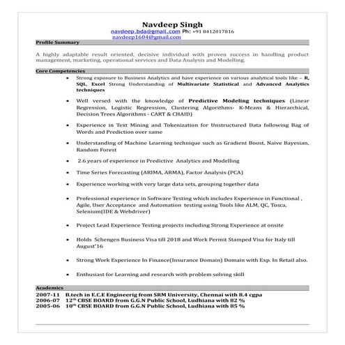 Resume (1) | DOC | Computer Software and Applications | Computing
