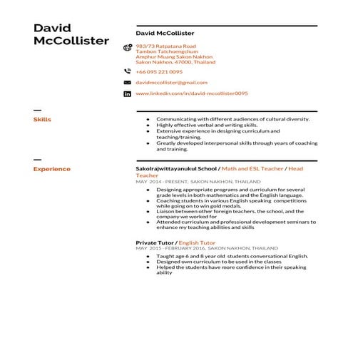 ESL Resume | PDF | Professional School | Postgraduate Education