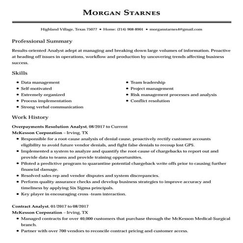 Morgan Starnes Resume 2018 McK | PDF