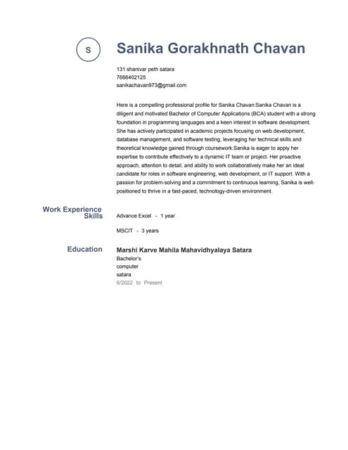 Mitali Sawant BCA student of MKSSS resume.pdf