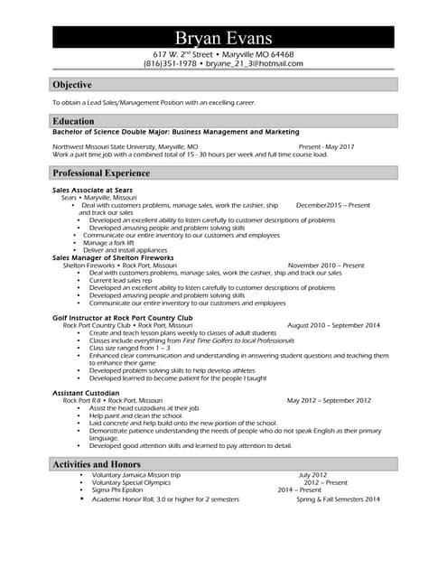 June 2016 Resume | DOCX | Business | Business and Finance