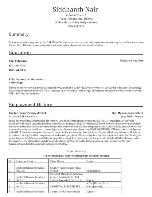 Jnana Murthy E OM- Resume | PDF