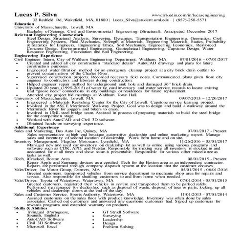 Resume 2017 | DOCX | Civil Engineering Industry | Industries