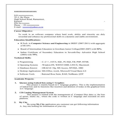 Resume2 | DOC | Programming Languages | Computing