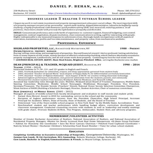 Resume for Daniel P Behan | DOCX | Professional School | Postgraduate ...