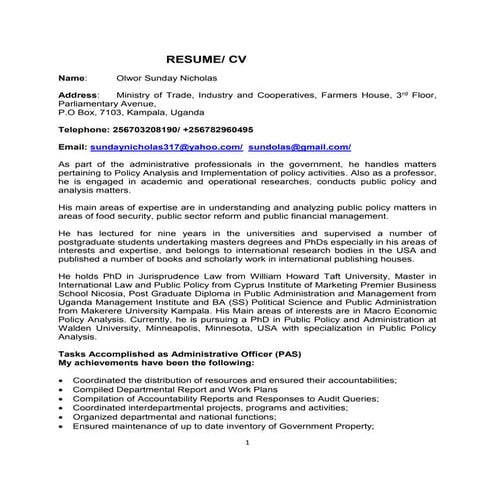 Resume 2013, prof.olwor | PDF