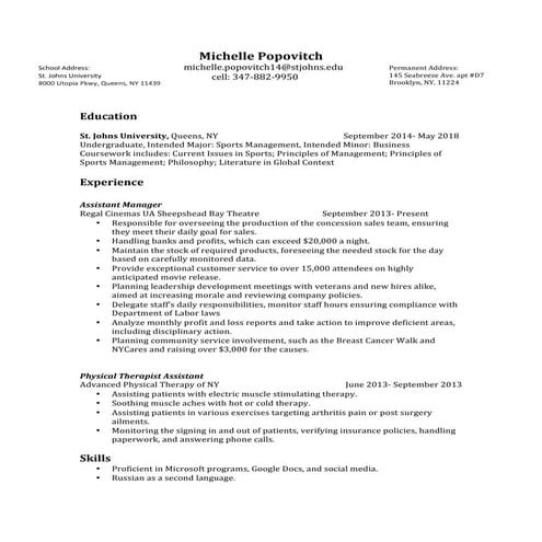Michelle Popovitch's Resume | PDF